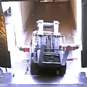 Forklifts fails with pallet truck spin, rack collapse, door smash ...